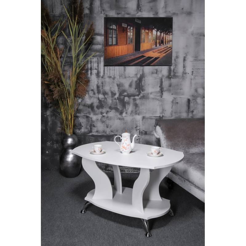 Žurnalinis kavos staliukas stalas "RETRO1" baltas